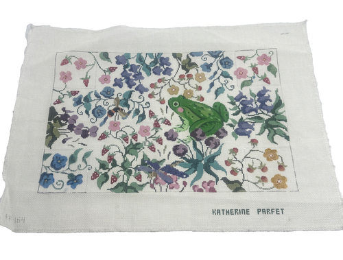 Katherine Parfet Frog Bee Botanical Hand Painted Needlepoint Canvas | eBay