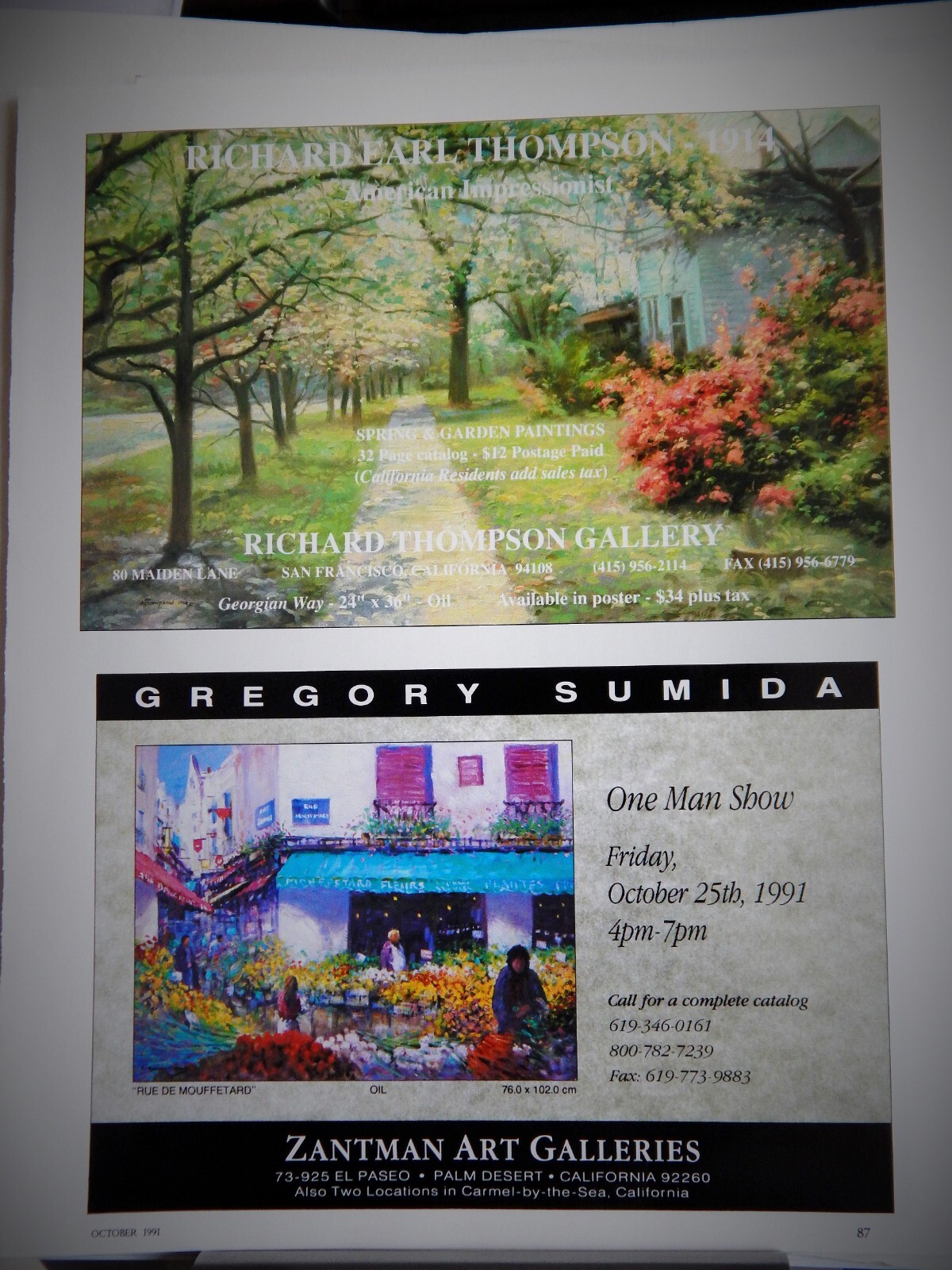 RICHARD EARL THOMPSON / GREGORY SUMIDA ART ORIGINAL VTG 1991 ...