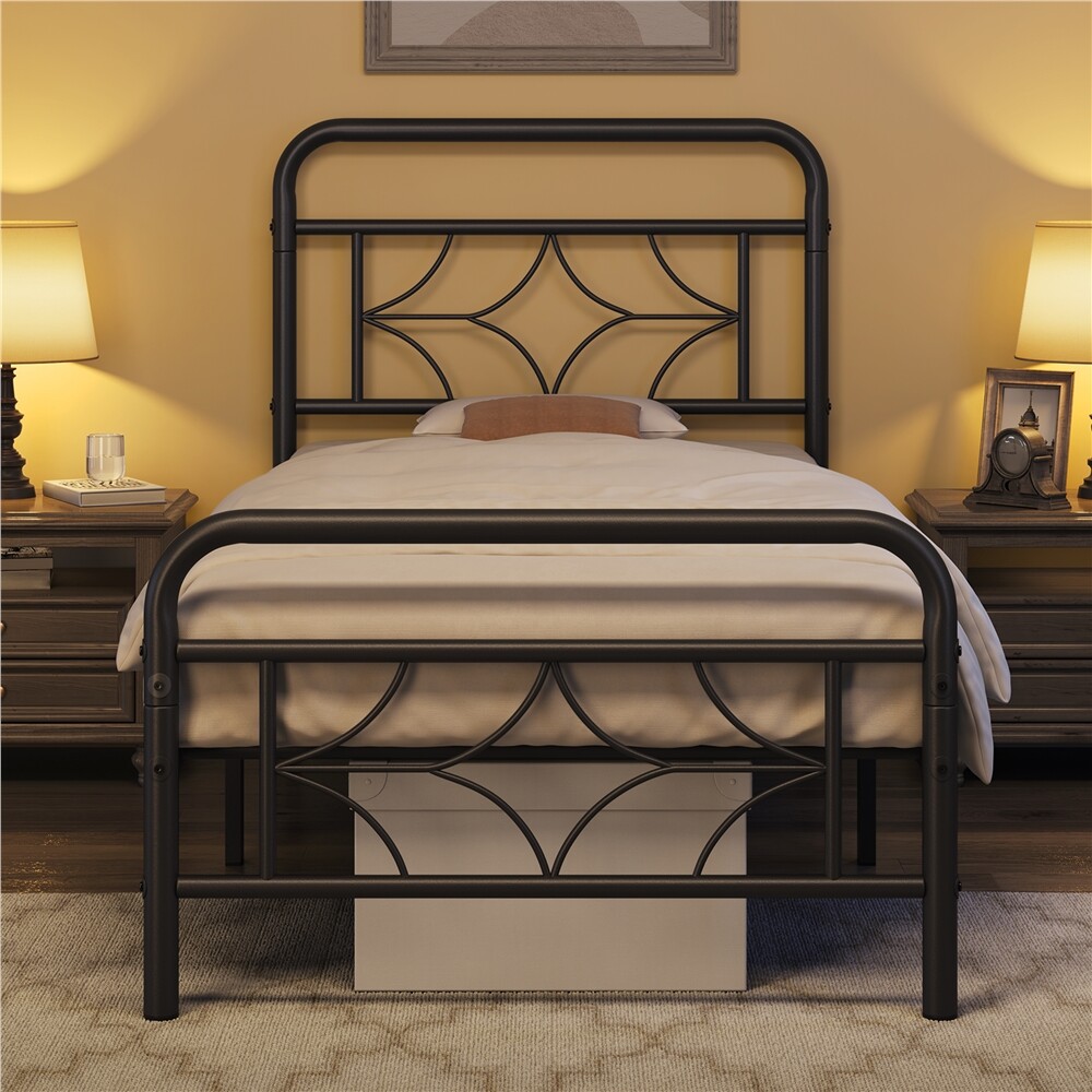 Bed Frame Metal Platform Bed w/ Sparkling Star-Inspired Design ...