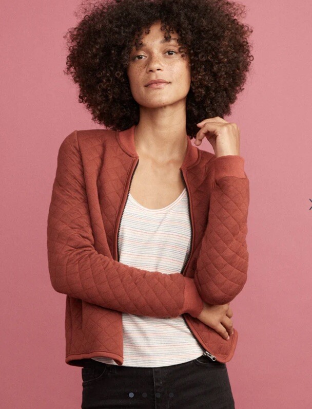 Marine Layer Mya Quilted Swing Bomber Jacket In Henna… - Gem