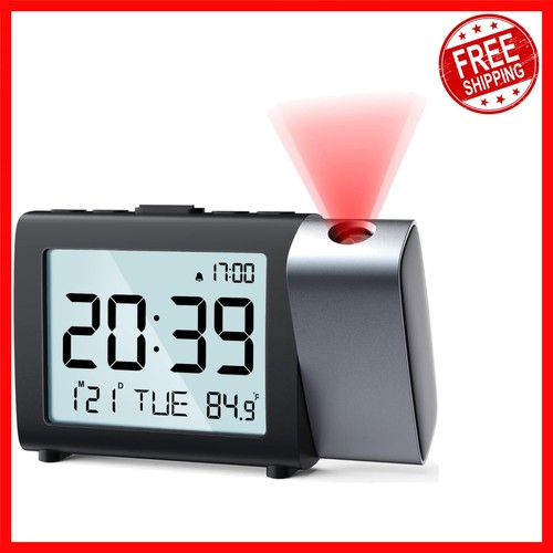 Stylish Projection Alarm Clock - LCD Display with Temperature & Snooze ...
