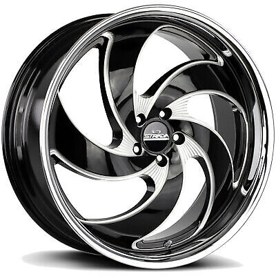 4-Strada C05 Retro 5 20x8.5 5x5" +15mm Black/Milled/SSL Wheels Rims 20 ...