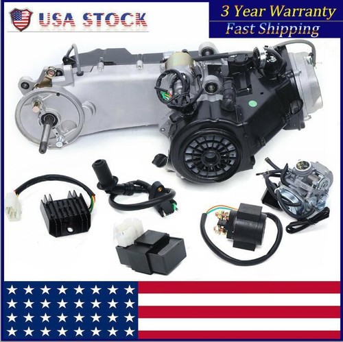 150CC 4 Stroke Long Case Complete Engine GY6 Scooter ATV Go Kart CVT ...