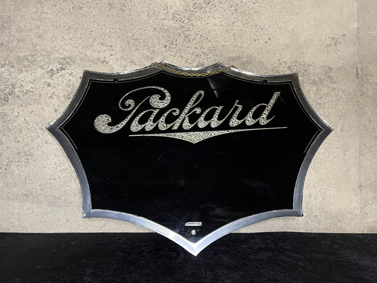 Old Packard Advertising Sign Early Reverse Glass Foil Lettering Gas ...