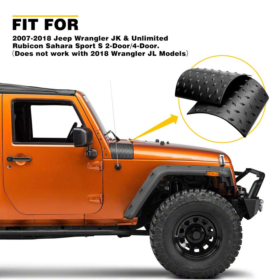 For 2007-2018 Jeep Wrangler JK Body Armor Outer Cowling Cover Corner ...