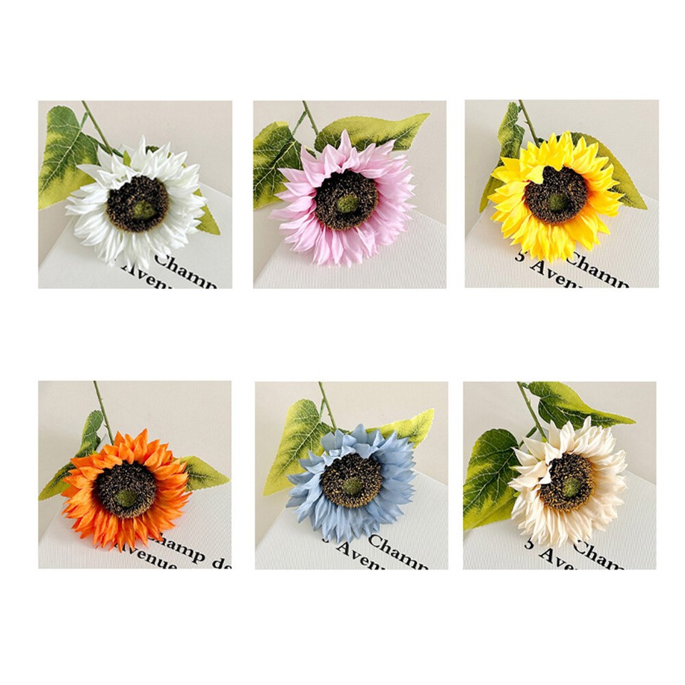Artificial Single Sunflower Long Stem Silk Flowers Fake Bouquet Party ...