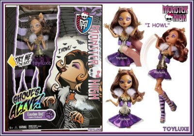 Monster High GHOULS ALIVE Clawdeen Wolf Doll I HOWL Close eyes & Lift ...