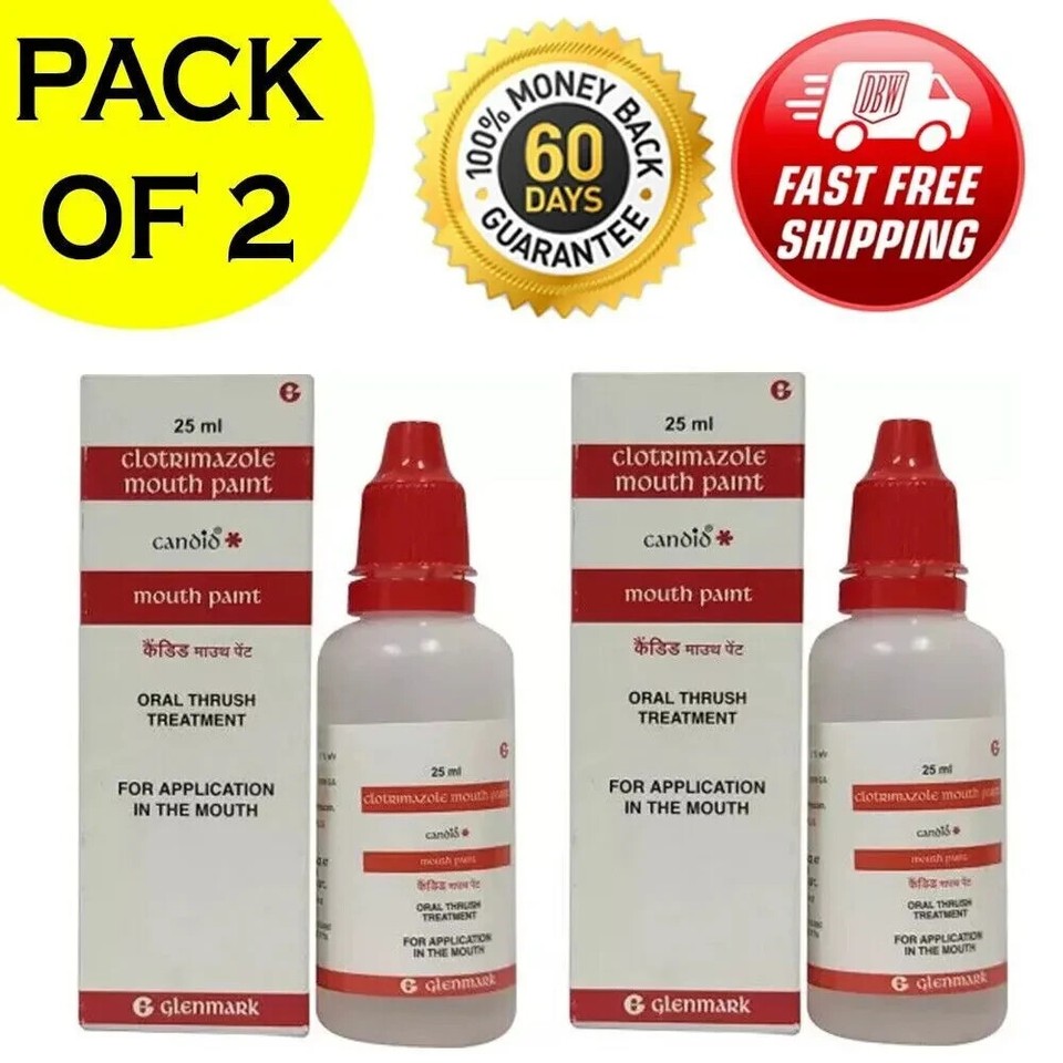 2 X CANDID MOUTH PAINT FOR ORAL THRUSH TREATMENT FOR KILLS FUNGAL ...