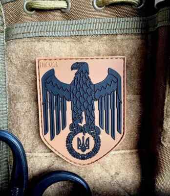 PVC military tactical morale patch "Roman eagle with trident" cb/bk | eBay