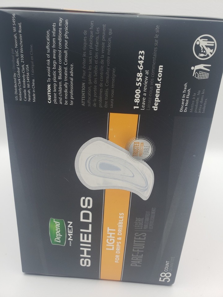 Depend Men's Light Incontinence Shield, Odor Control & Leak Barriers ...