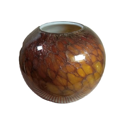 LG. BOWL VASE HQT Art Glass Jaguar DESIGN Blown Glass TORTOISE SHELL 7. ...