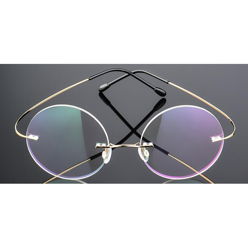 Round Metal Rimless Reading Glasses Men Women Anti Blue Light ...