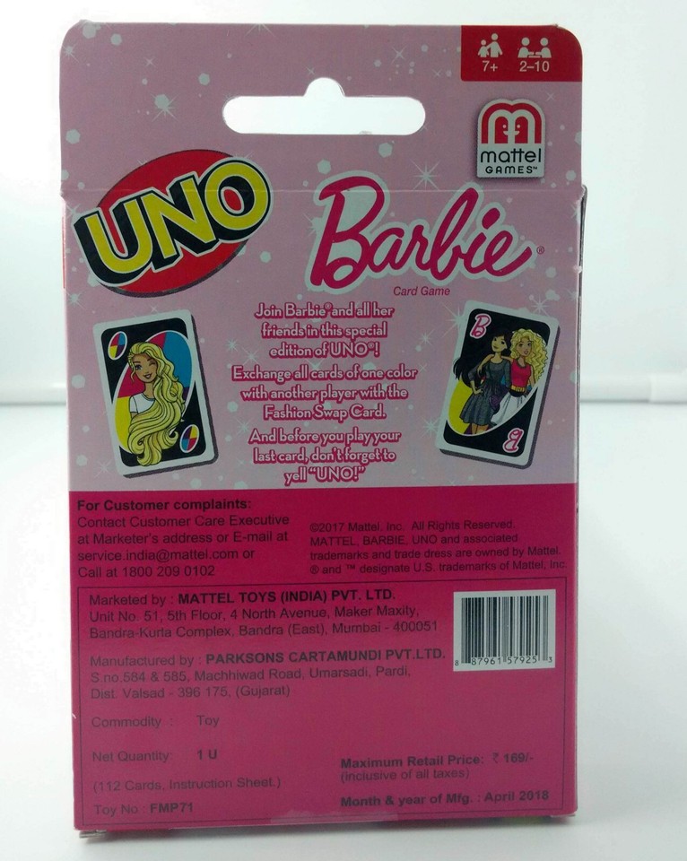 Barbie UNO Card Game Brand new sealed package Mattel Games New Original ...