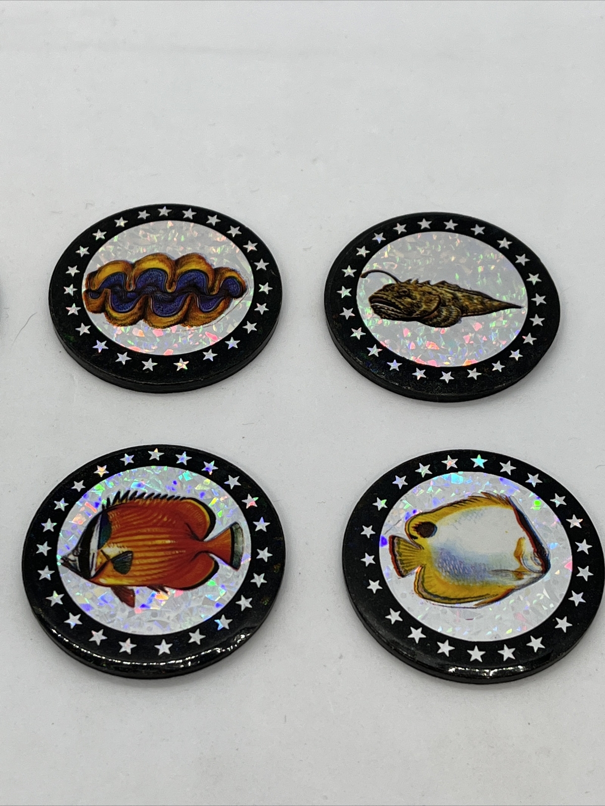 Vintage Fish Pog Metal Slammers Lot of 8 Reflective with Black Metal ...