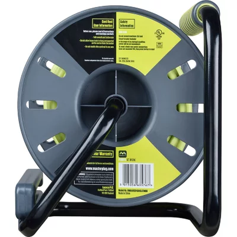 Masterplug 50ft Extension Cord Reel with 4 Sockets & Wall Mount - 13A ...