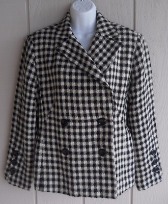 Womens 12 Larry Levine Suits Black White Checked Double Breasted ...