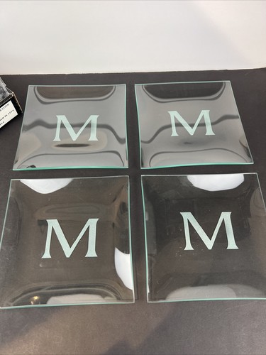 Monogrammed Square Plates “M” Home Essentials and Beyond 7” Clear | eBay