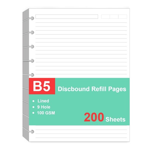 (2 Pack)9 Disc Discbound Refill Paper, Loose Leaf Paper, 9 Disc ...