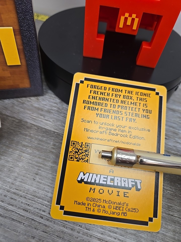 McDonald’s Adult Happy Meal Minecraft Toys 2025 FRY HELMET w/ UNUSED ...