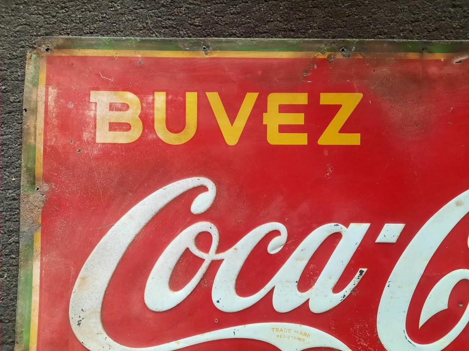 Vintage Coca Cola Buvez Glace RARE French 1946 Coke Original Embossed ...