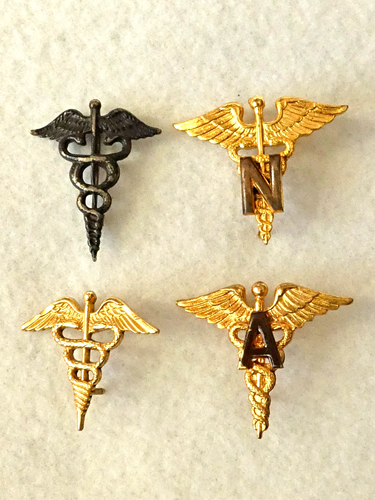 LOT X 4 U.S. Army Medical Caduceus Collar Device Insignia Vietnam Era ...