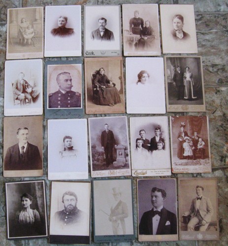NICE LOT OF 20 VARIOUS ANTIQUE CABINET PHOTOS PORTRAITS VARIOUS SUBJECT ...