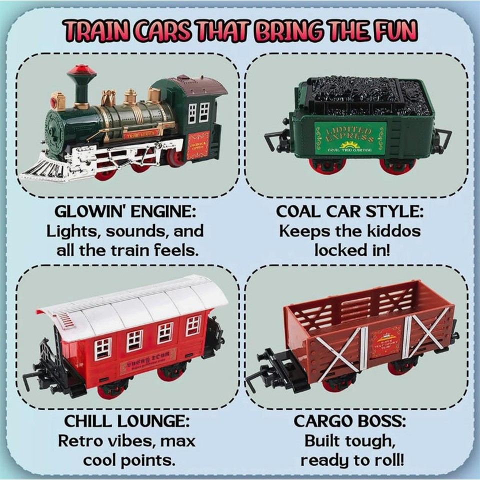 Train Toy Set Nostalgic Steam Locomotive With Sound LED Light ,Pretty ...