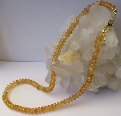 Collier, Citrin facettiert, Karabiner 925 platt. ca. 48 cm + 5 cm | eBay.de