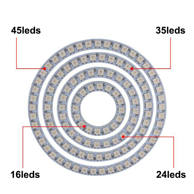 5V WS2812B 5050 RGB Full Color LED Ring Lights Pixel Lamp Individual ...