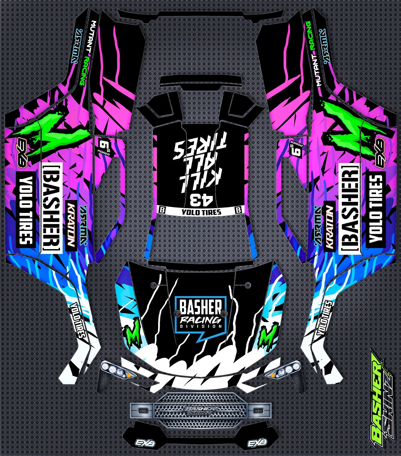 ARRMA KRATON 6S WRAP decal set - BODY SKINs - wrap only - BASHER SKINZ ...