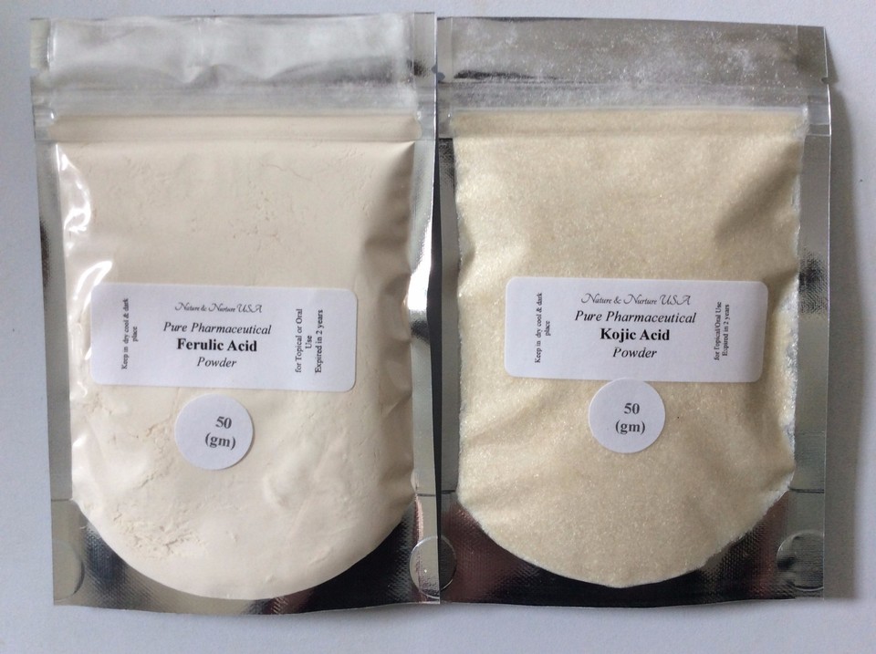 [2PK]Feruic Acid Powder & Kojic Acid Powder: Anti-aging, Reduce ...