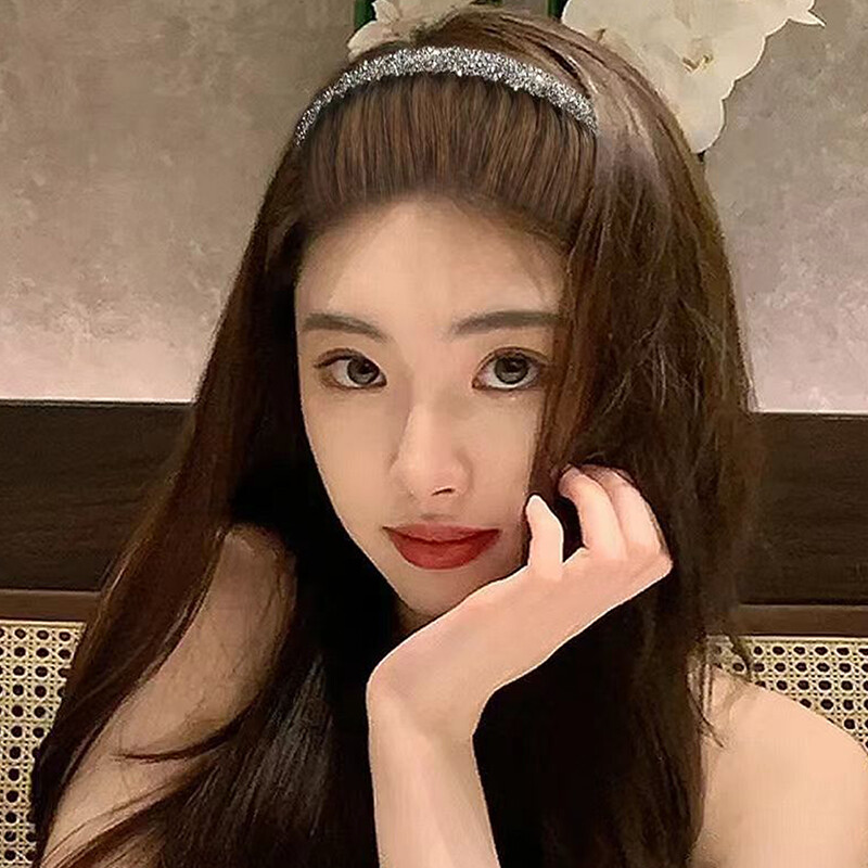 1PC Fashion Rhinestone Flocking Bezel Hair Hoops For Women Ladies Solid ...