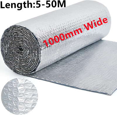 1M Wide 5-50M Insulation Foil Metal Shed Bubble Aluminium Loft Caravan ...