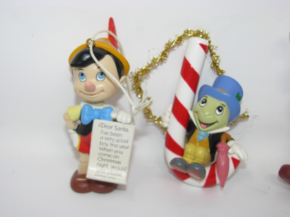 Disney Grolier Christmas Ornament (3) LOT- List, Angel, PINOCCHIO ...