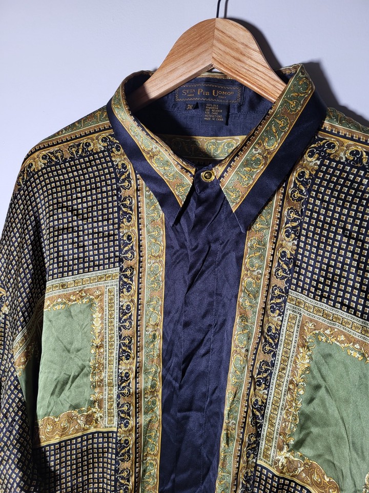 VTG Seta Per Uomo Baroque SILK gold LS Blouse Shirt mens 3XL Versace-style | eBay