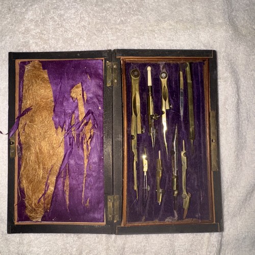 Antique 18th - 19th Century Brass Mechanical Drawing Set Engineer ...