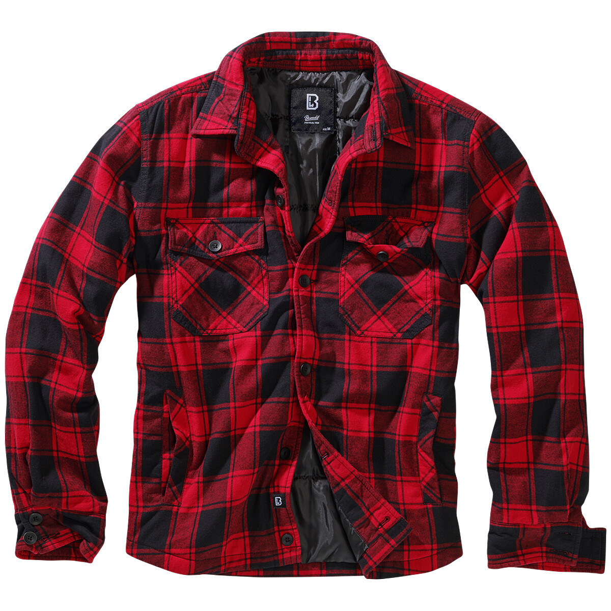 Brandit Lumber Jacket Mens Padded Flannel Coat Check Shirt Warm Red ...