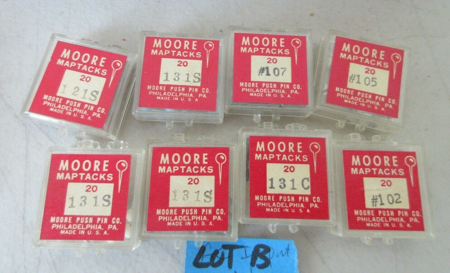 Lot of 8 MOORE MapTacks VTG Boxes Map Pin Tacks -- Choice of 2 lots | eBay