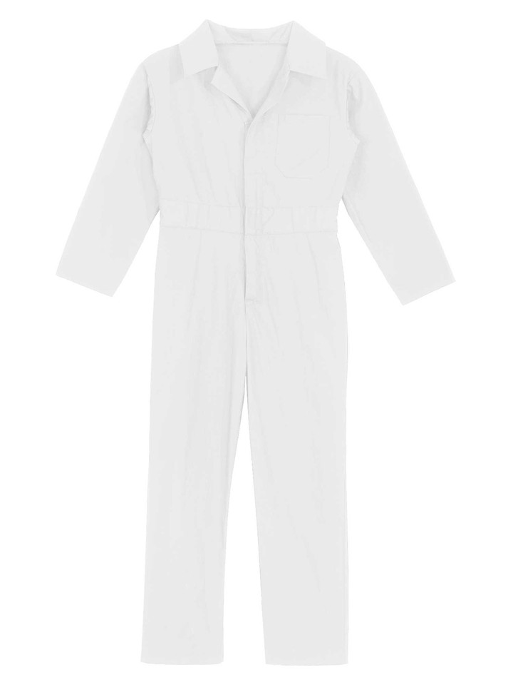 Boys Coveralls Long Sleeve Turndown Collar Zipper Front Jumpsuit ...
