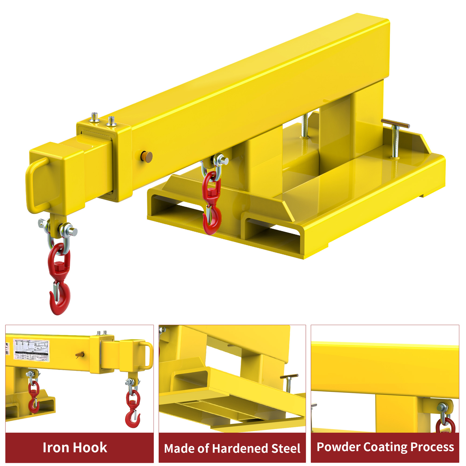Fork Mounted Telescoping Crane Jib Boom Manual 5500lb Capacity 2 Swivel ...