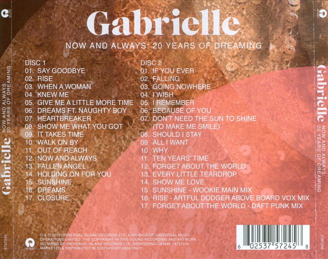 GABRIELLE - NOW AND ALWAYS: 20 YEARS OF DREAMING * NEW CD 602537572458 ...