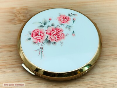 Stratton white and Pink Floral-Vintage Make Up/Powder Compact-0ye | eBay