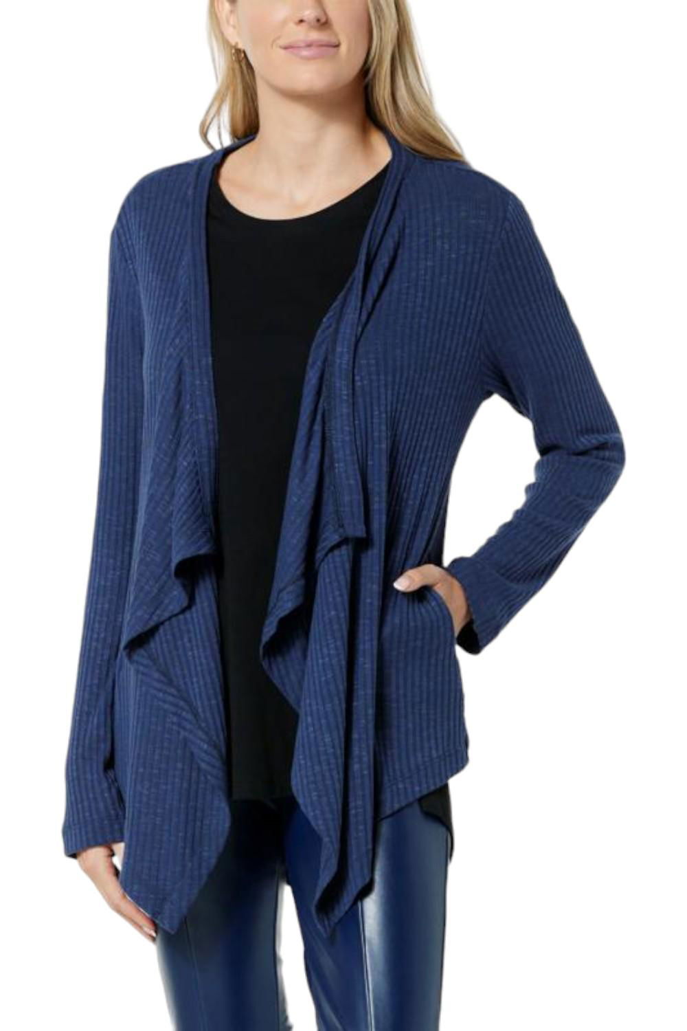 HUE Ribbed Knit Wrap Cardigan Peacoat | eBay