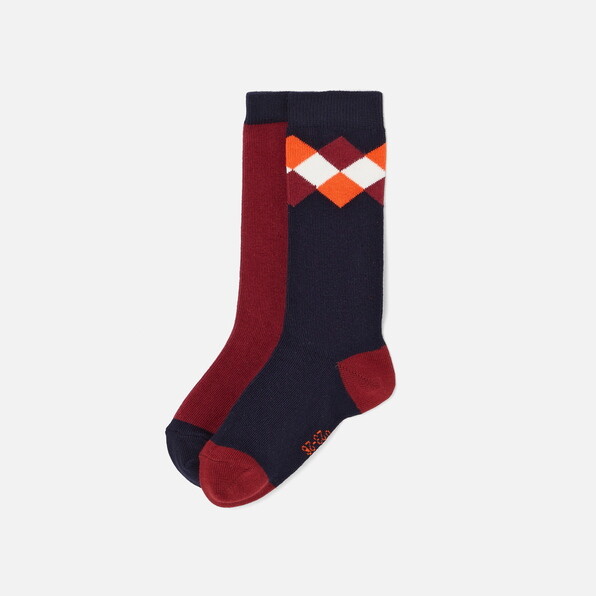 JACADI BOYS BURGUNDY COLORBLOCK DRESS SOCKS DUO 2-PACK NEW | eBay