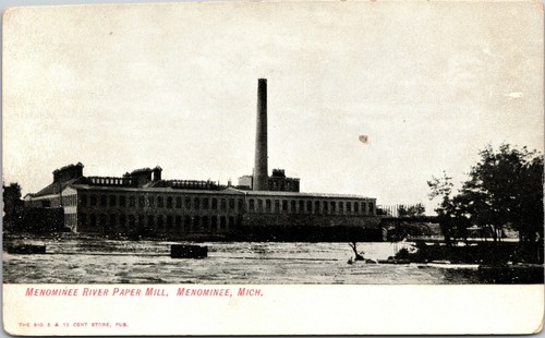 Menominee River Paper Mill MI Early Divided Back 1908-1915 Postcard ...