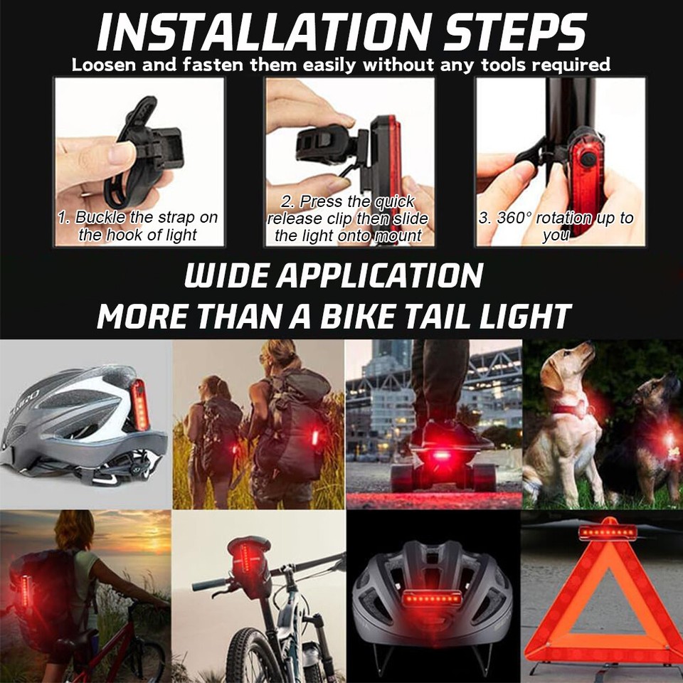 5LED USB Bike Bicycle Cycling Light Rear Tail Flashing Safety Warning ...