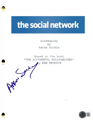 Aaron Sorkin Signed The Social Network Script Authentic Autograph ...