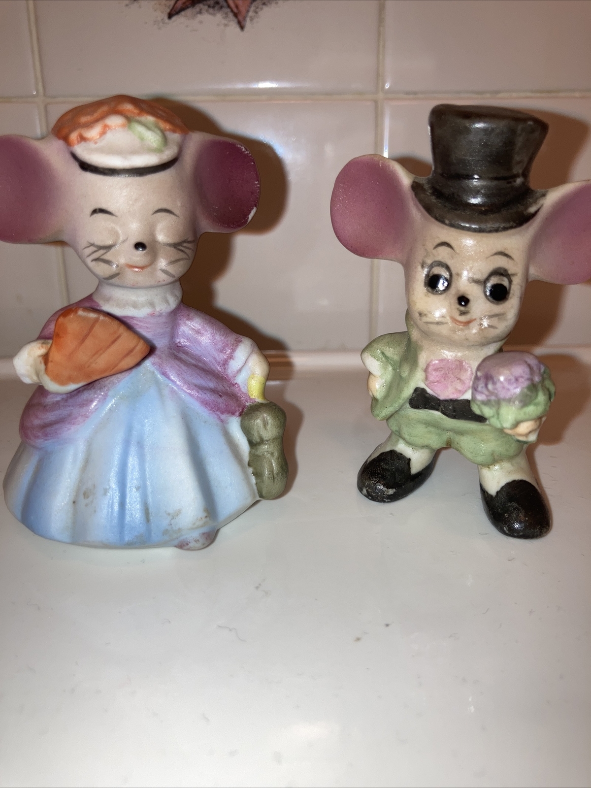 vintage 3 inch ceramic husband and wife mouse figurine’s wedding Mice ...
