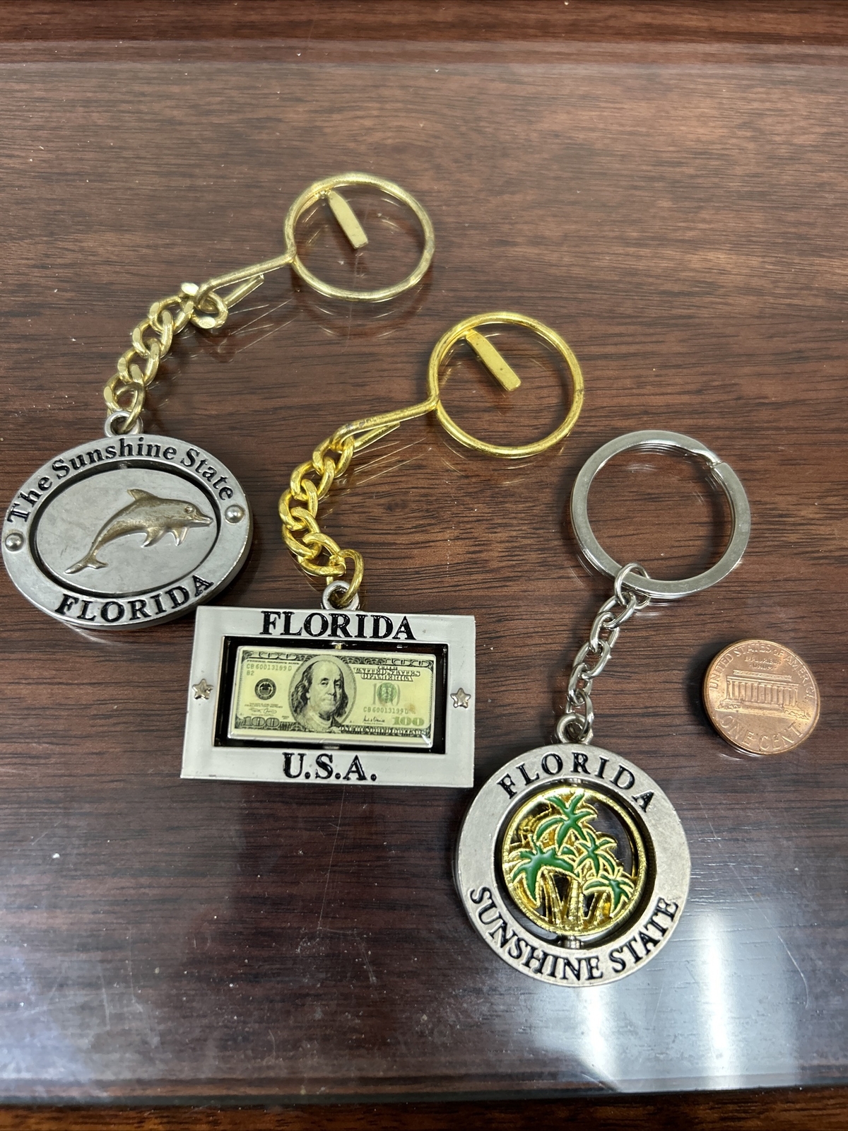 Lot Of 3 Florida Keychain Key Ring Souvenir Tourist Gift Sunshine State ...