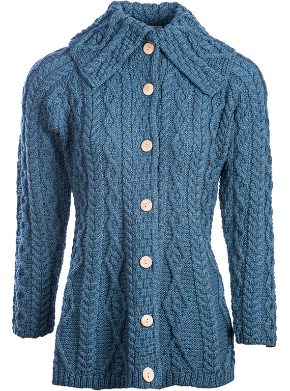 Flare Cardigan Diamond Knit Button Sweater Merino Wool Flare Collar ...